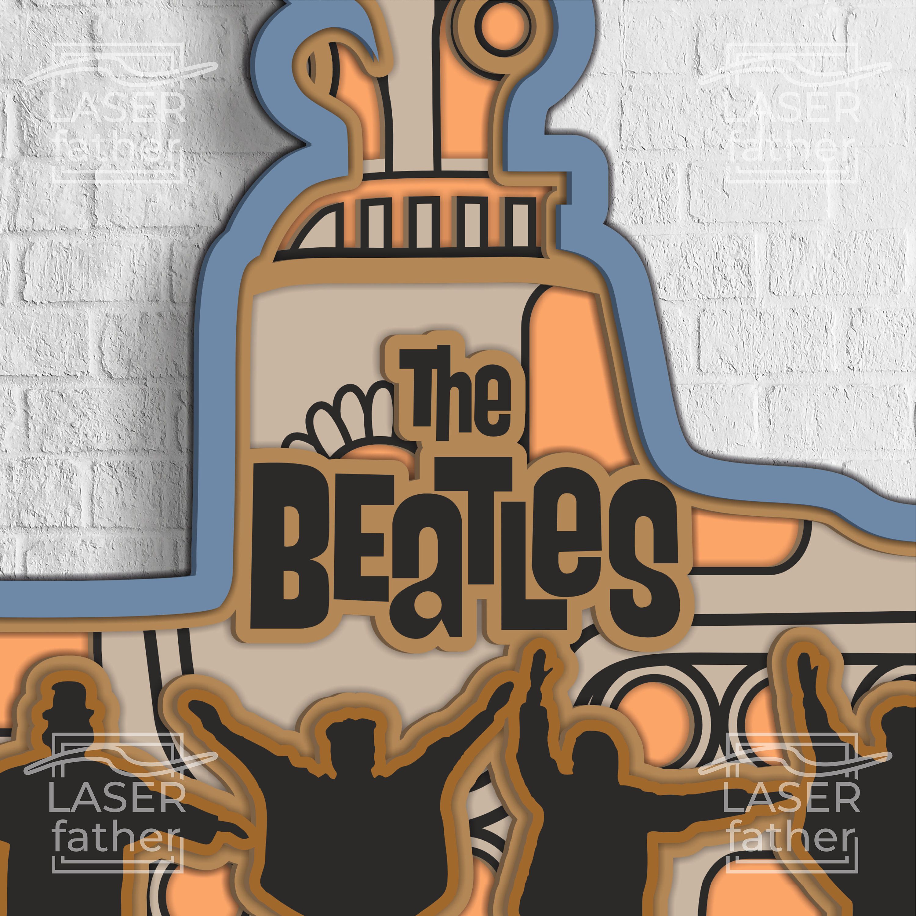 Yellow Submarine SVG, Beatles Design, Multilayer Laser Cut, 3D Papercut ...