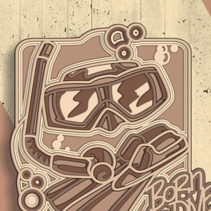 3D Multilayered Diver SVG, Digital Files Ai Cdr Eps Png Dwg Dxf, Laser ...