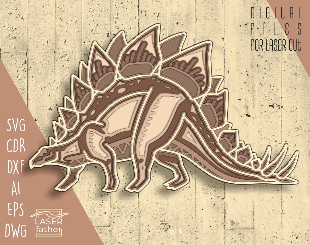Stegosaurus 3D Layered SVG Design, Instant Digital Download Ai Cdr Eps ...