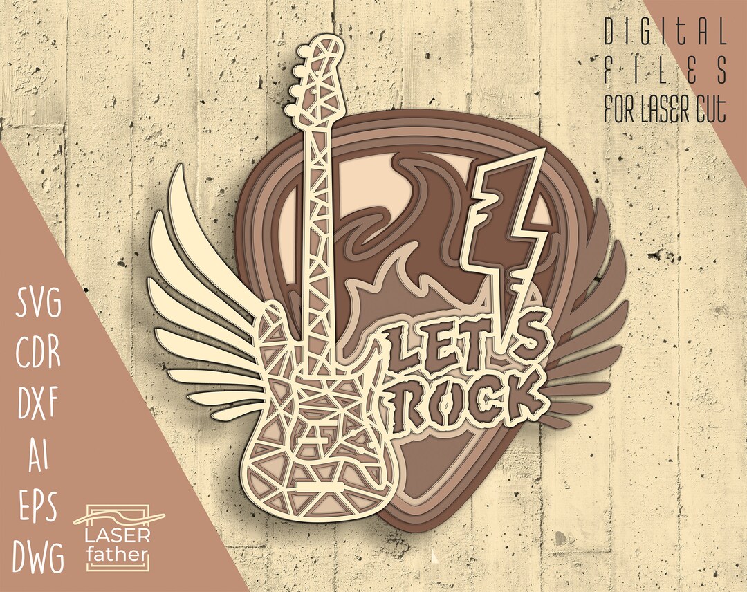 Electric Guitar 3D Layered SVG, Rock Music Art, Guitarist Gift ...