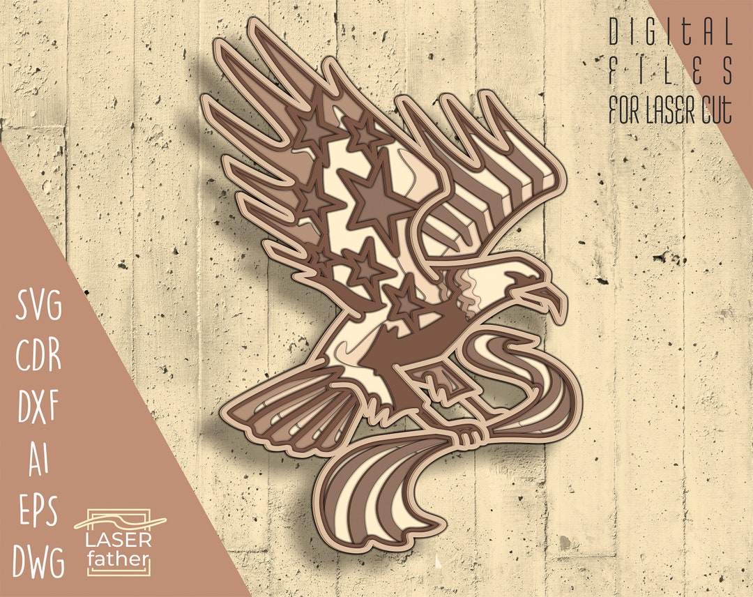 Multilayered Eagle SVG 3D Design Mandala Files Ai Cdr Eps Png Dwg Dxf ...