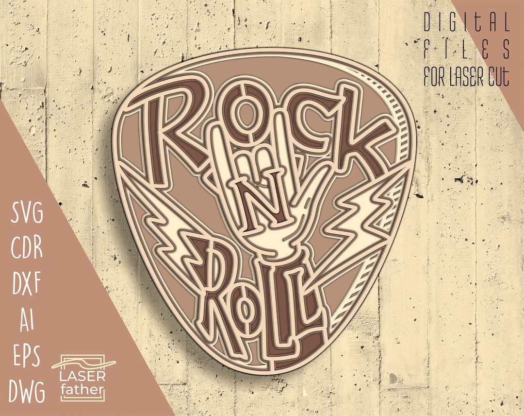 Rock N Roll 3D Multilayered SVG Files, Digital Dowland Ai Cdr Eps Png ...