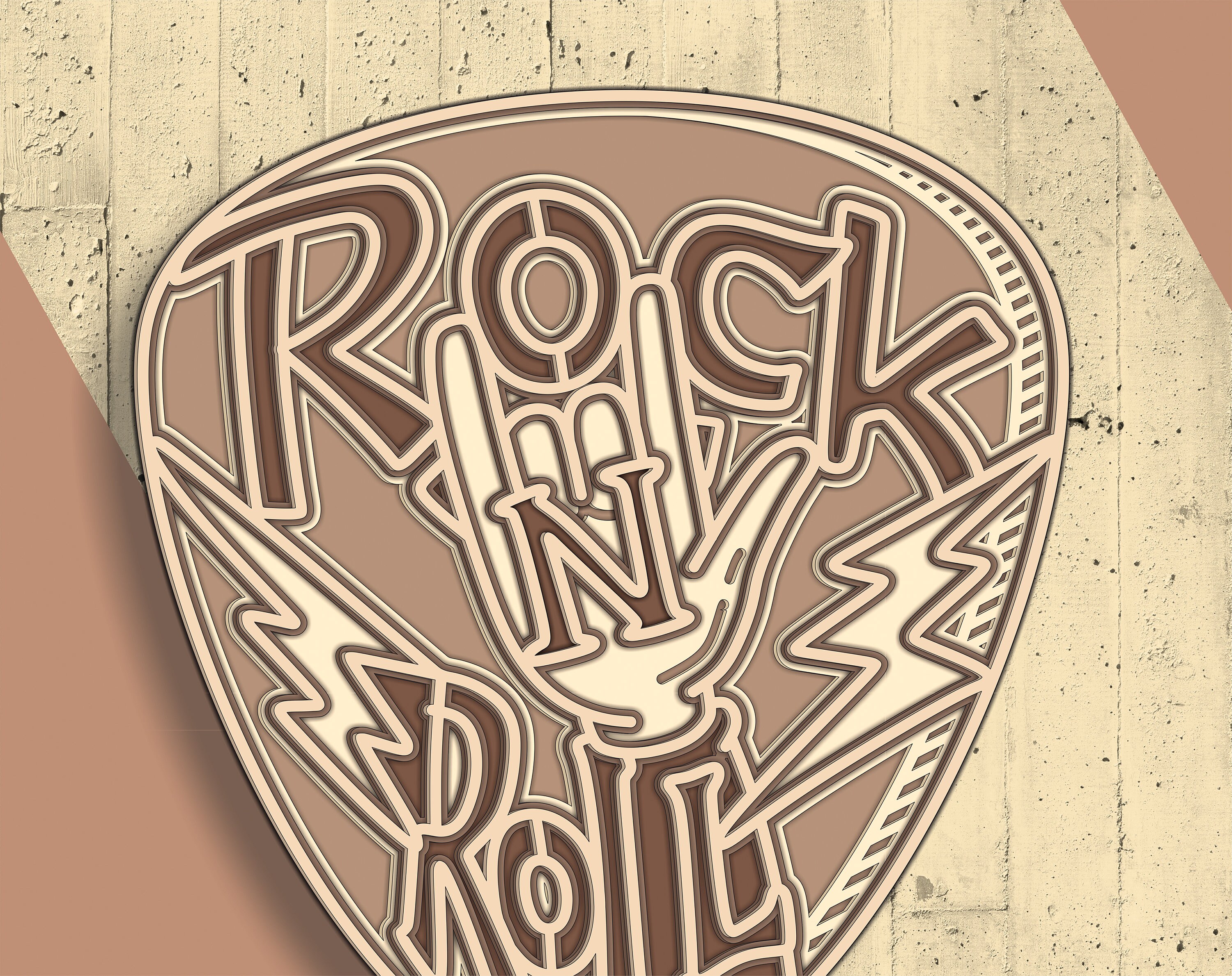 Rock N Roll 3D Multilayered SVG Files, Digital Dowland Ai Cdr Eps Png ...