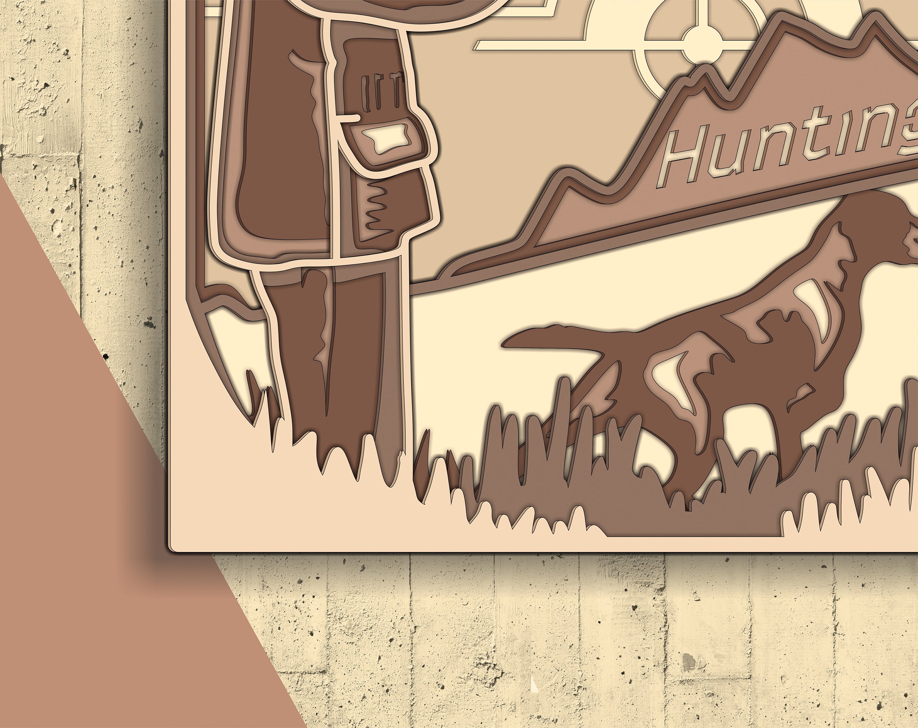 3D Hunting Digital SVG File Ai Cdr Eps Png Dwg Dxf 6 Layers - Etsy