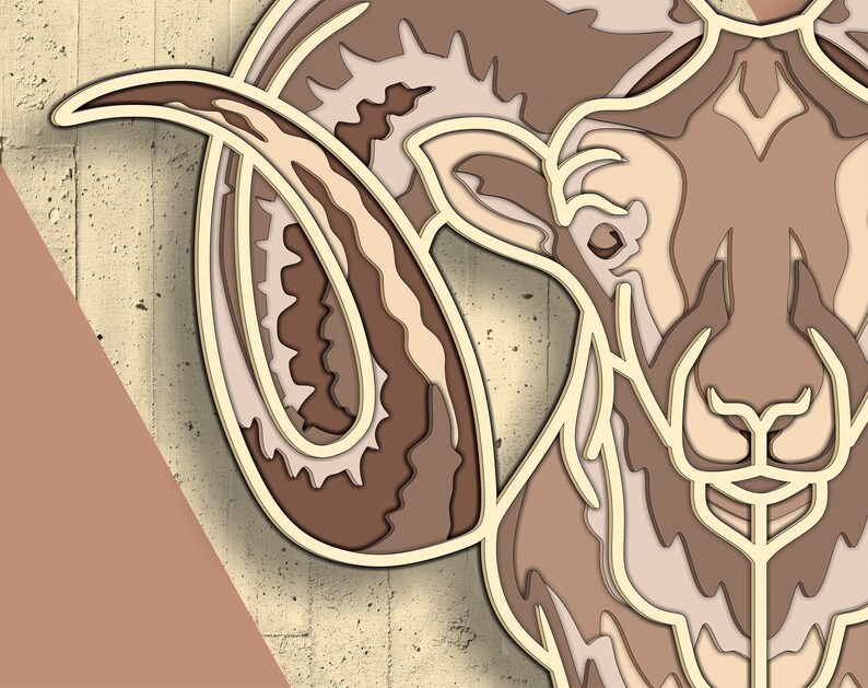 Ram 3D Layered SVG, Digital Download, Ai Cdr Eps Png Dwg Dxf File for ...
