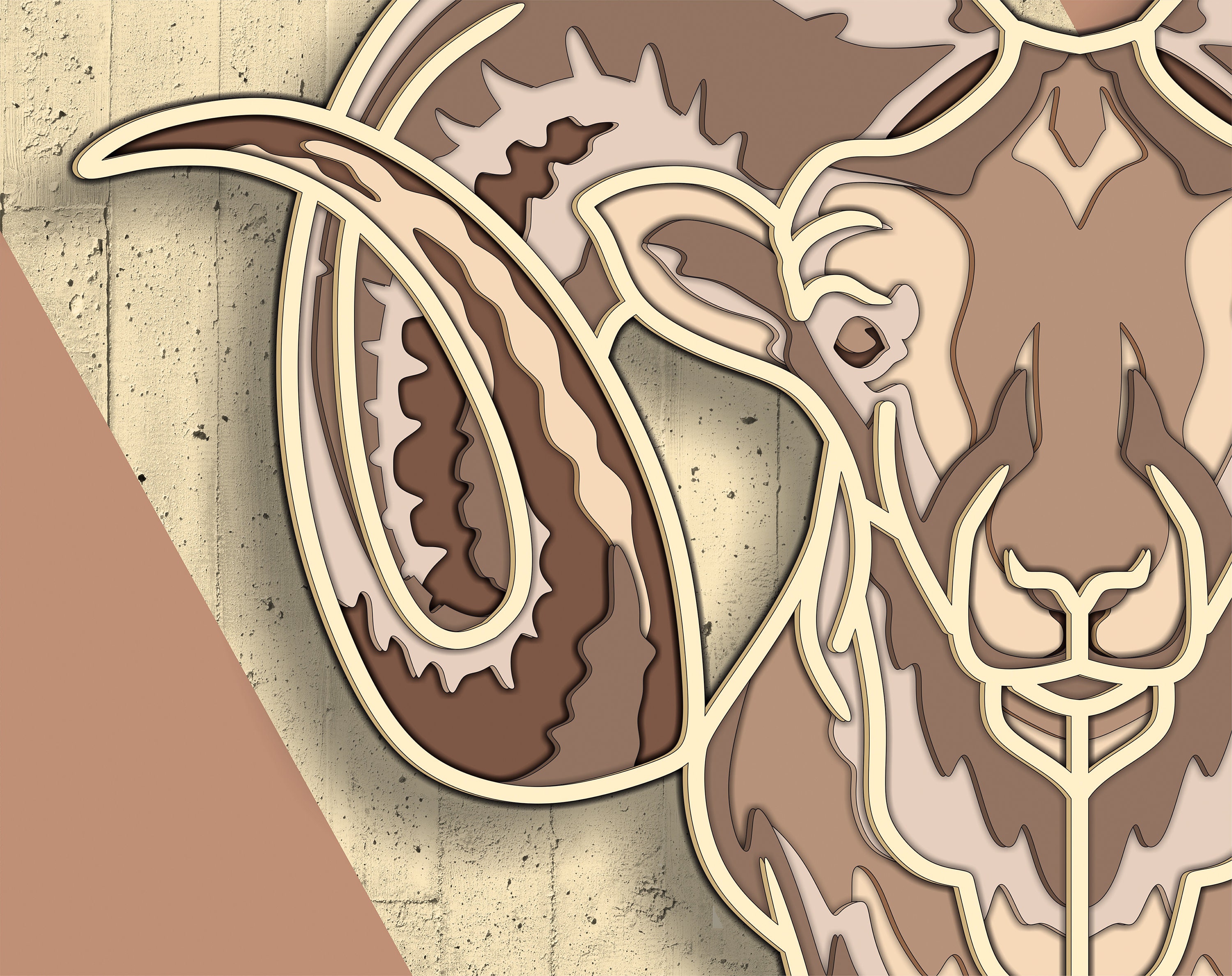 Ram 3D Layered SVG, Digital Download, Ai Cdr Eps Png Dwg Dxf File for ...