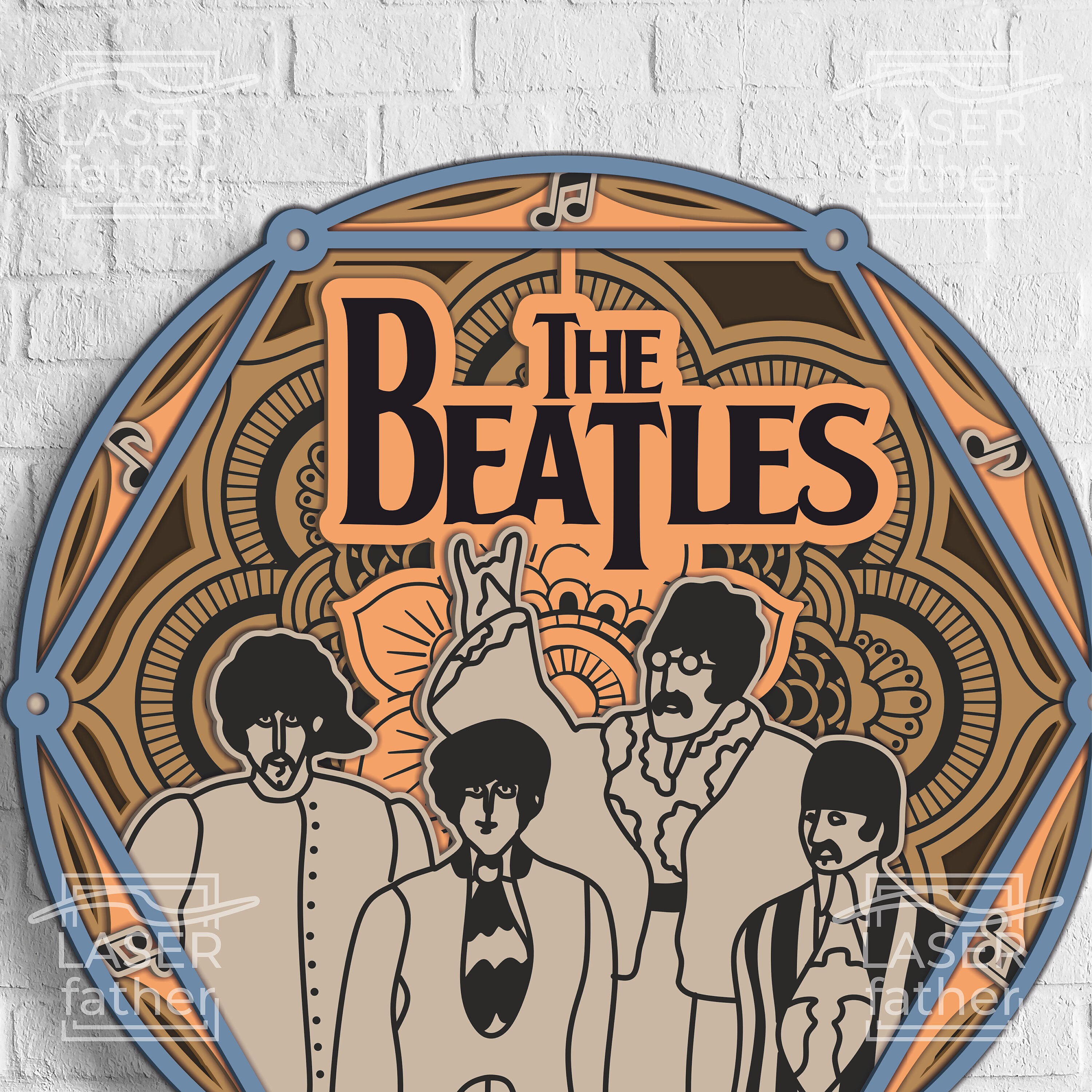Rock Band SVG, Beatles Laser Cut, Vector Design, Multilayer Mandala ...