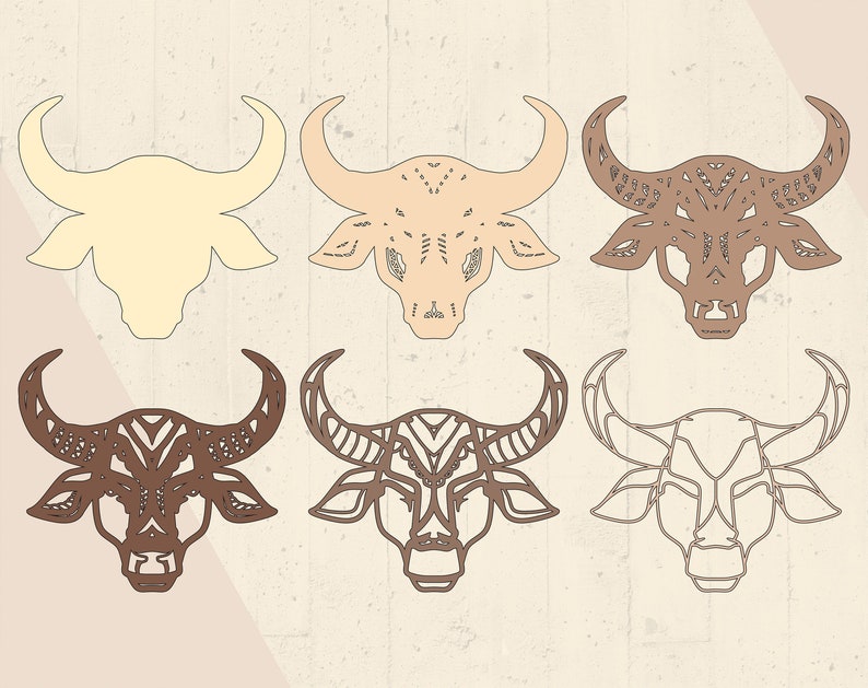 Bull 3D Layered SVG, Digital Download, Ai Cdr Eps Png Dwg Dxf File for ...