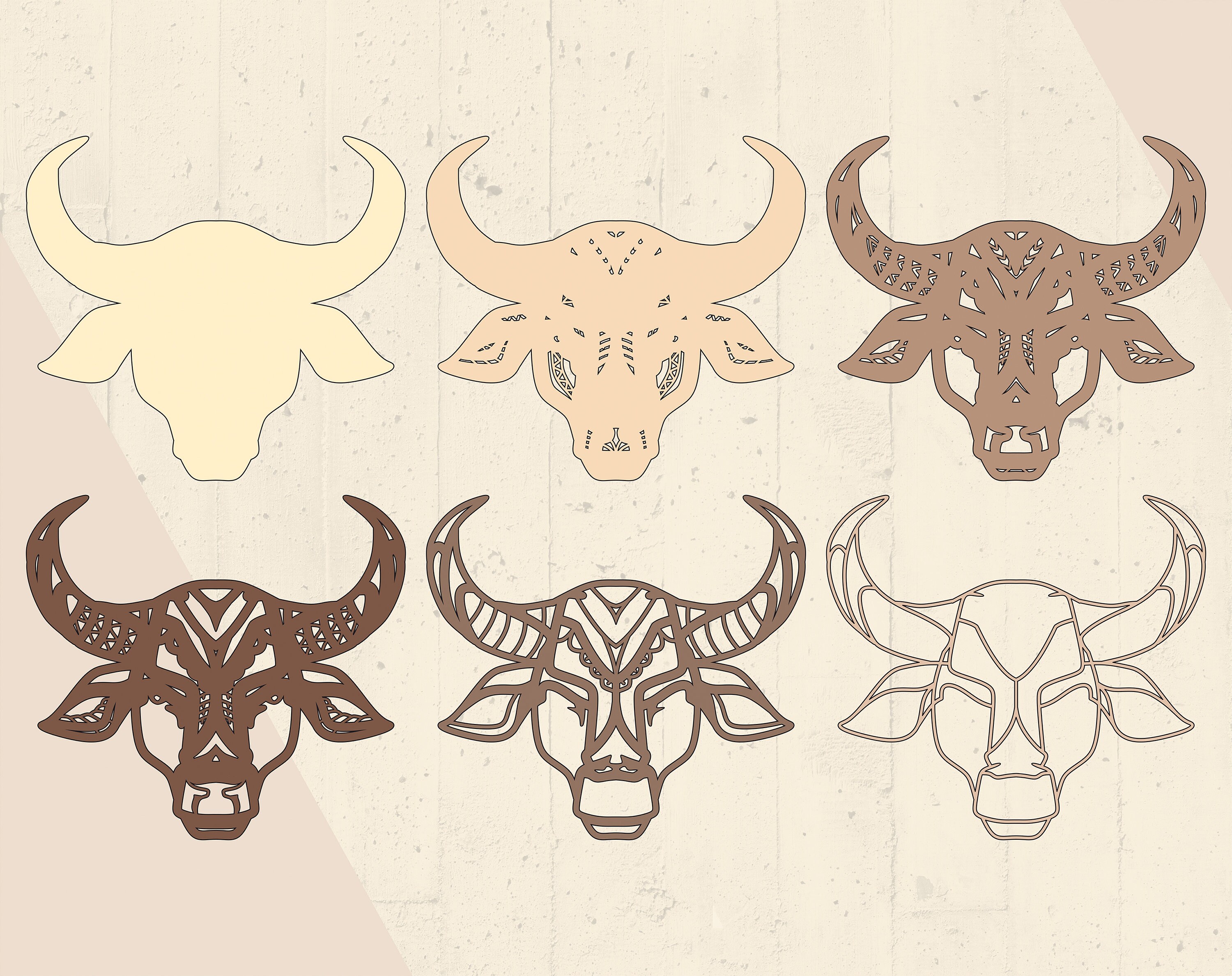 Bull 3D Layered SVG, Digital Download, Ai Cdr Eps Png Dwg Dxf File for ...