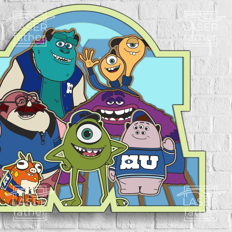 Monsters University SVG, Multilayer Laser Cut, Disney Digital File ...