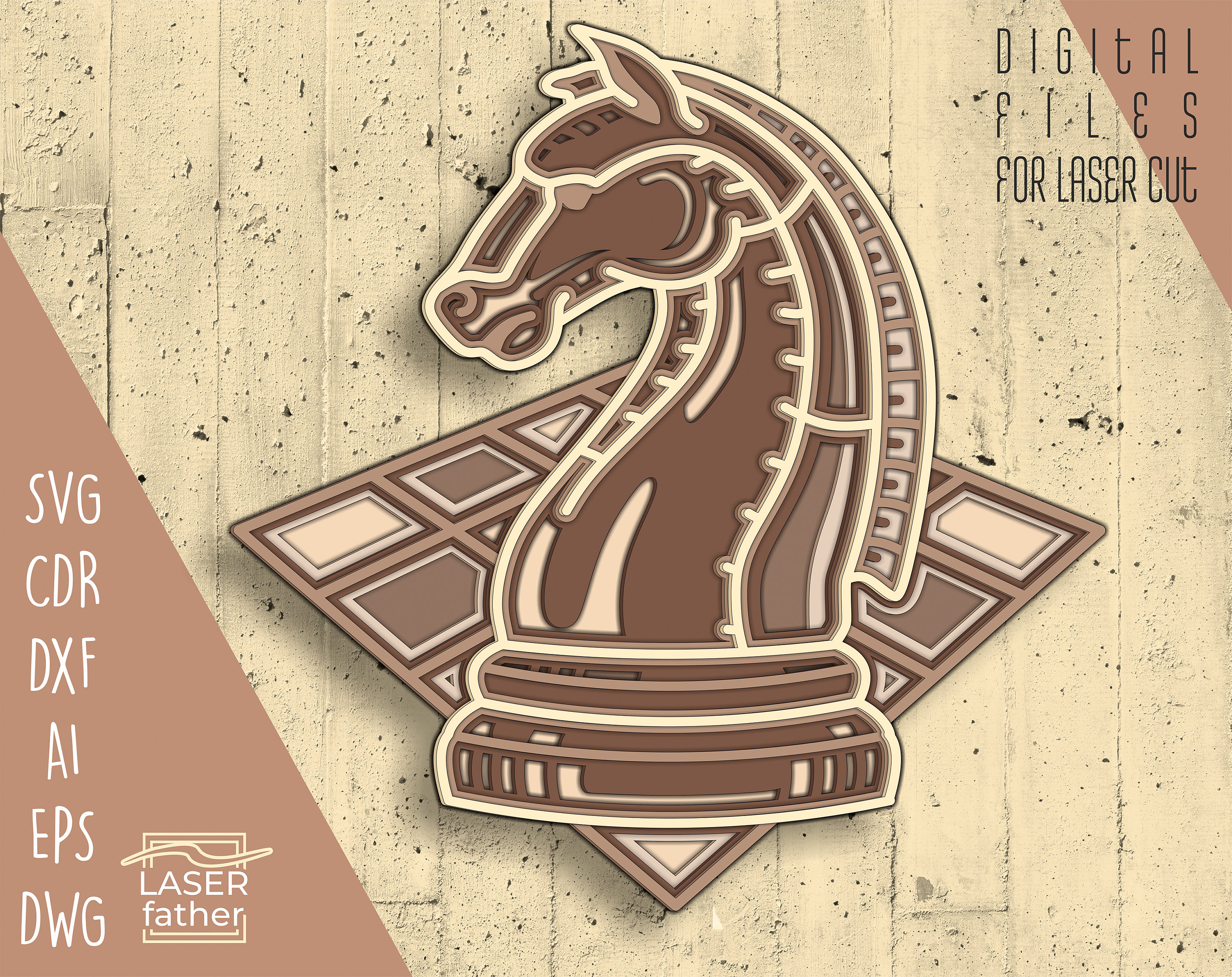 Chess Multilayer 3D SVG, Laser Cutting, Digital Download Svg Ai Cdr Eps ...
