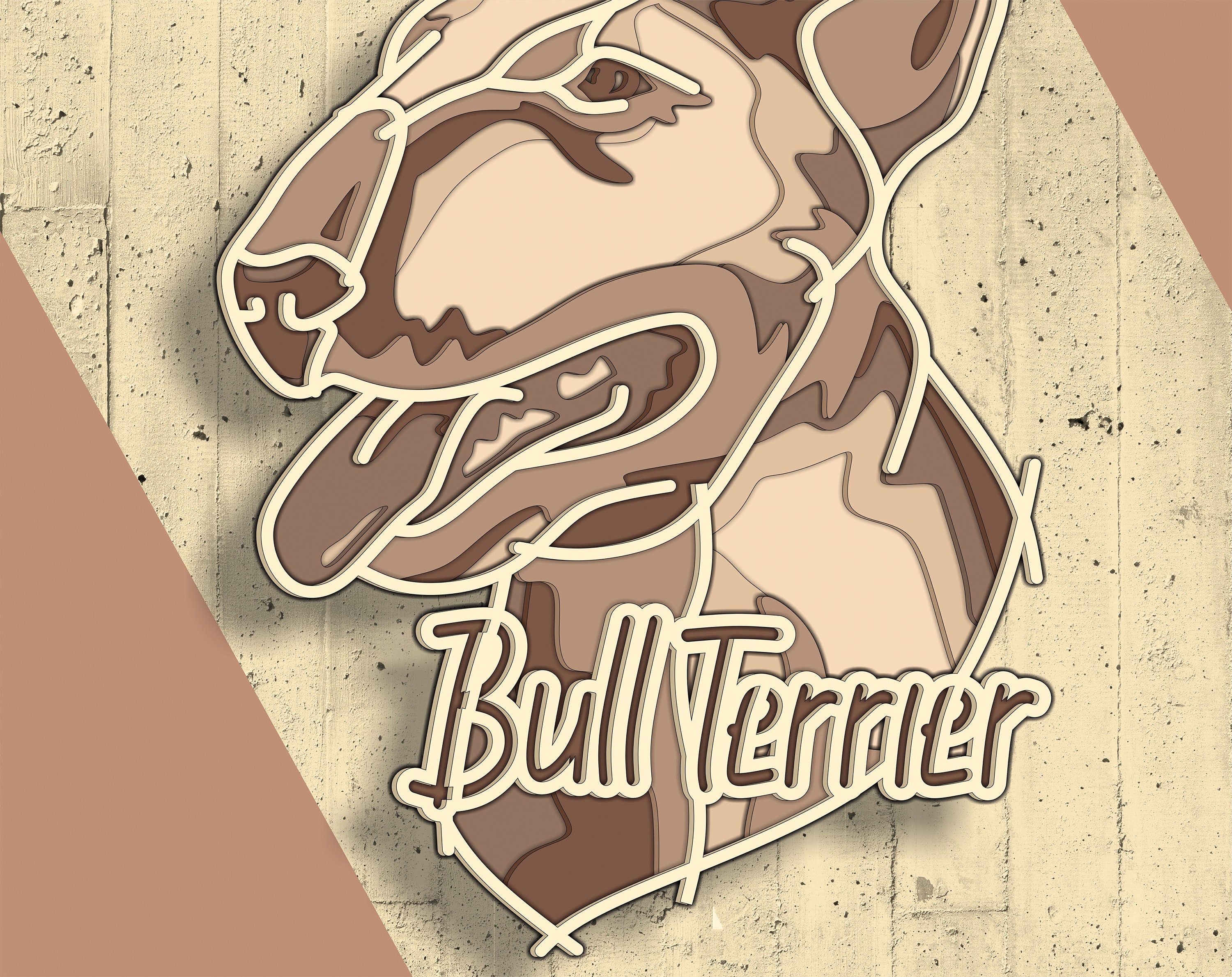 3D Layered Bull Terrier SVG File, Laser Cutouts, Digital Download Ai ...