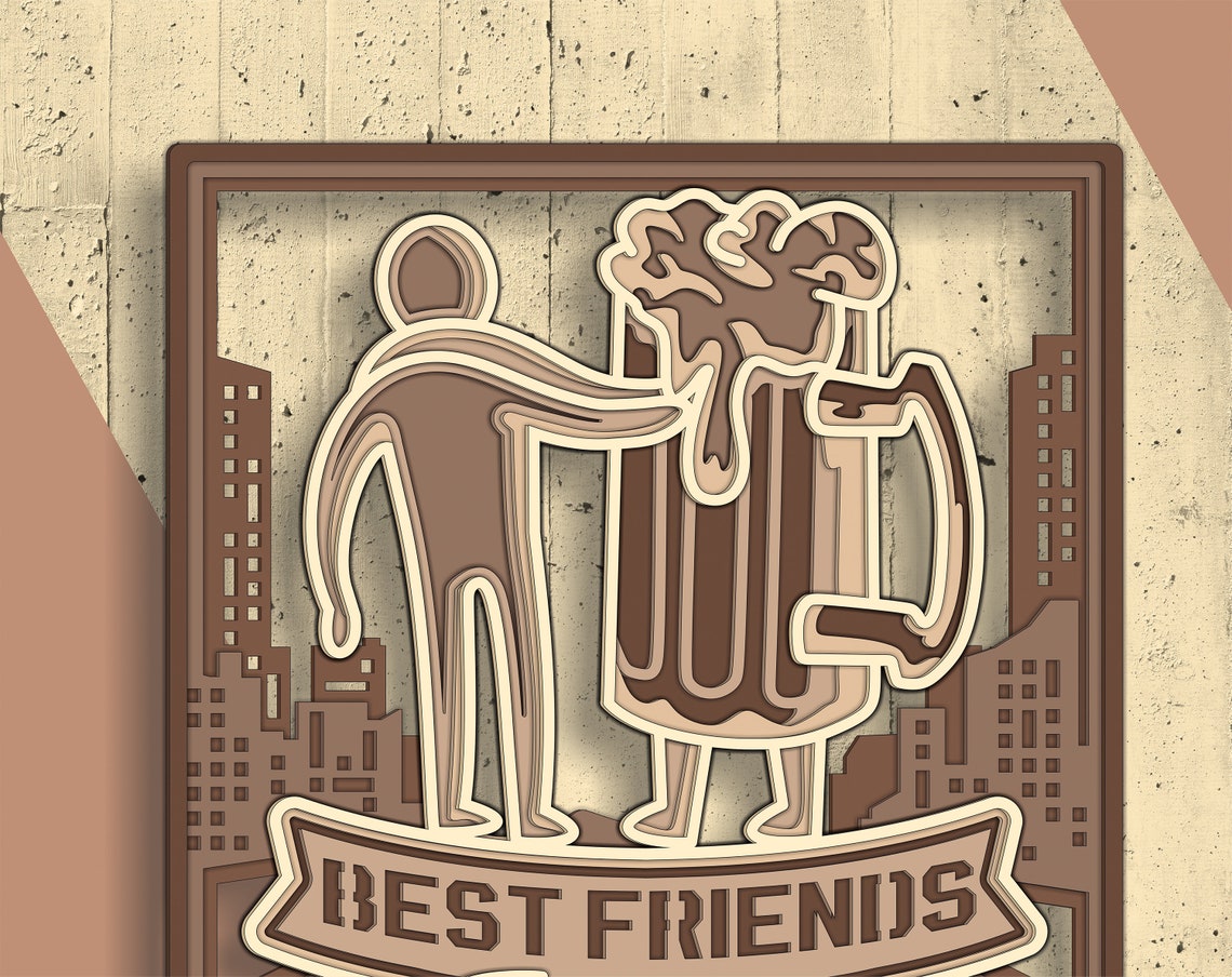 3D Best Friends Multilayered SVG Design Craft Gift for Friend Laser Cut ...