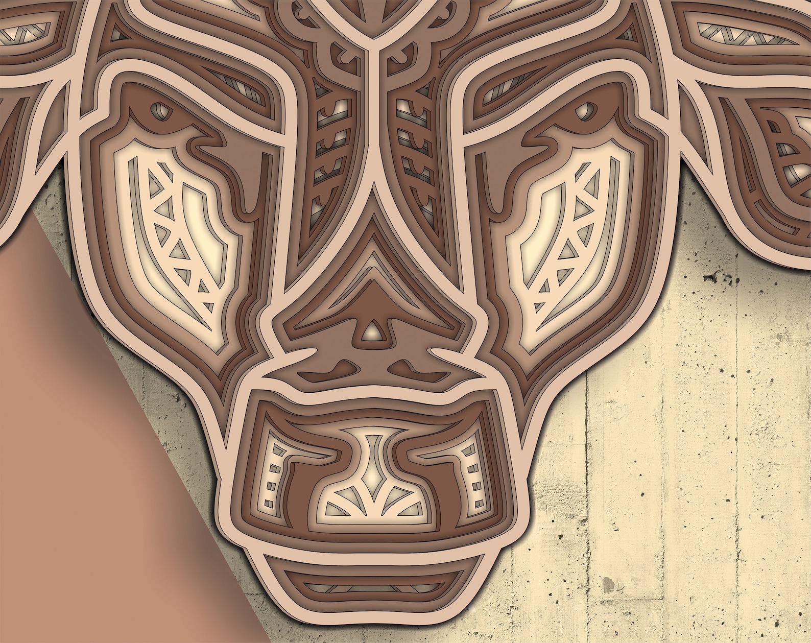 Bull 3D Layered SVG, Digital Download, Ai Cdr Eps Png Dwg Dxf File for ...