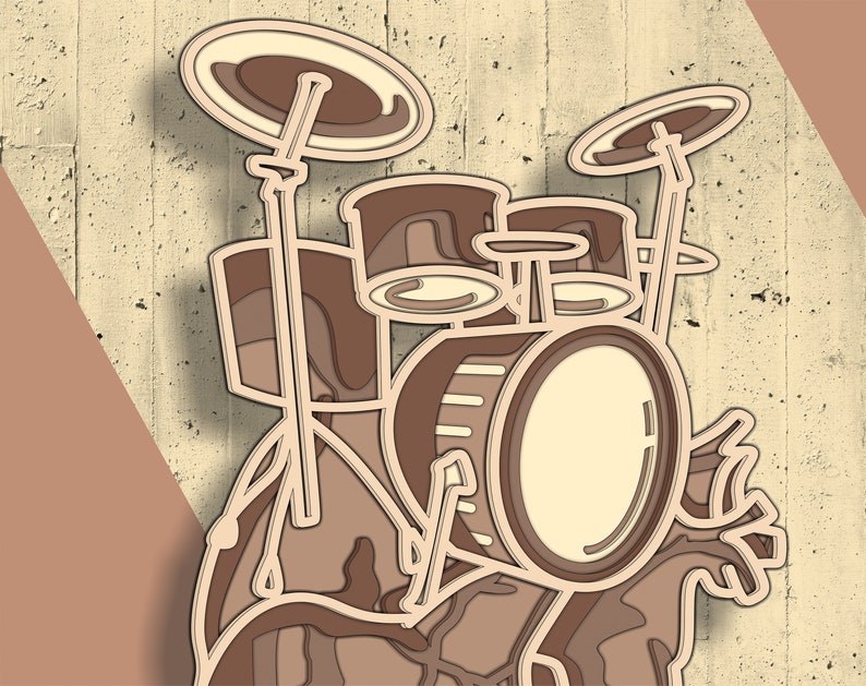 3D Drums Heartbeat Layered SVG, Laser Cut, Digital Files Svg Ai Cdr Eps ...