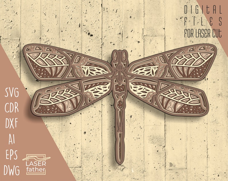 3D Dragonfly Multilayer SVG File, Laser Cutting, Digital Download Ai ...