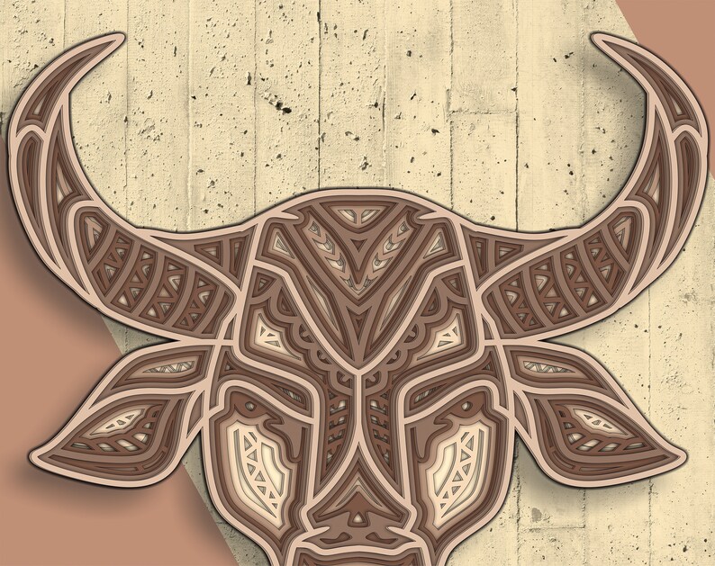 Bull 3D Layered SVG, Digital Download, Ai Cdr Eps Png Dwg Dxf File for ...