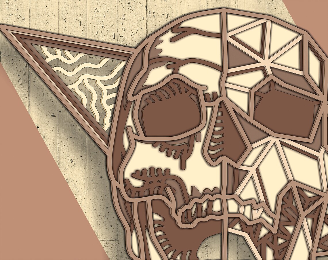 Skull 3D Layered SVG File, Wood Laser Cutting, Digital Download Svg Ai ...