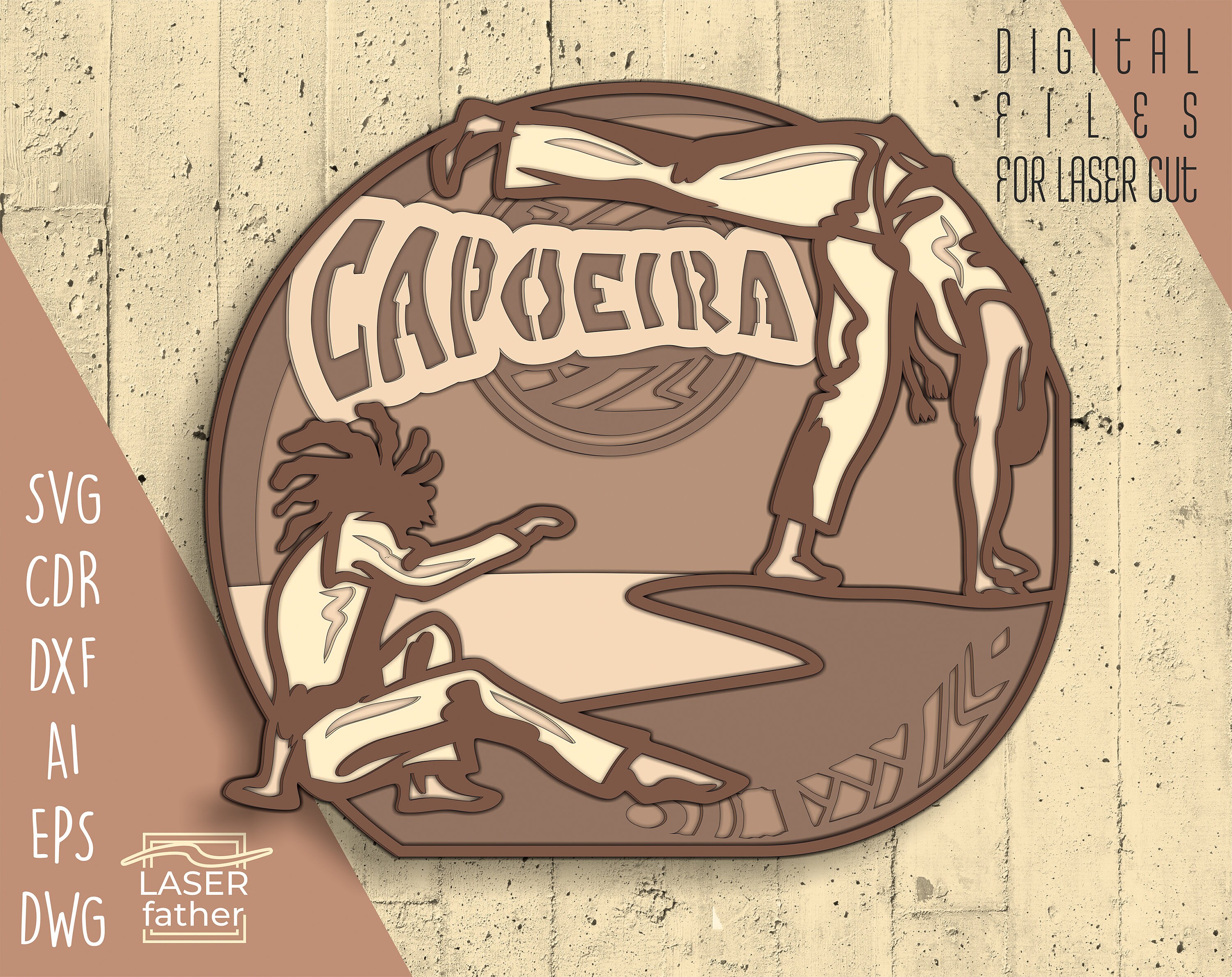 Capoeira 3D Layered SVG, Laser Cut, Digital Download Svg Ai Cdr Eps Png ...