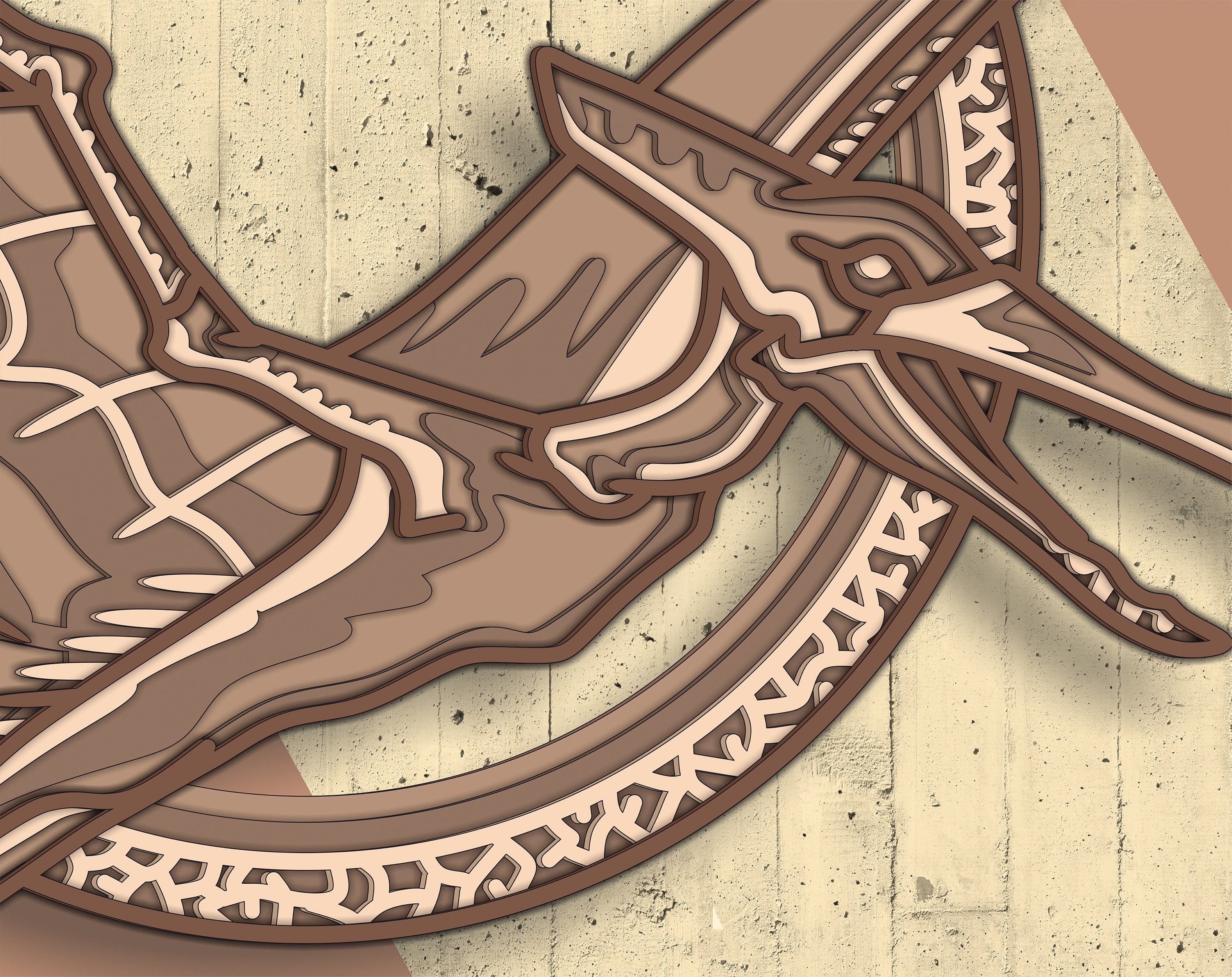 3D Multilayered Pterodactyl SVG, Digital Files Ai Cdr Eps Png Dwg Dxf ...