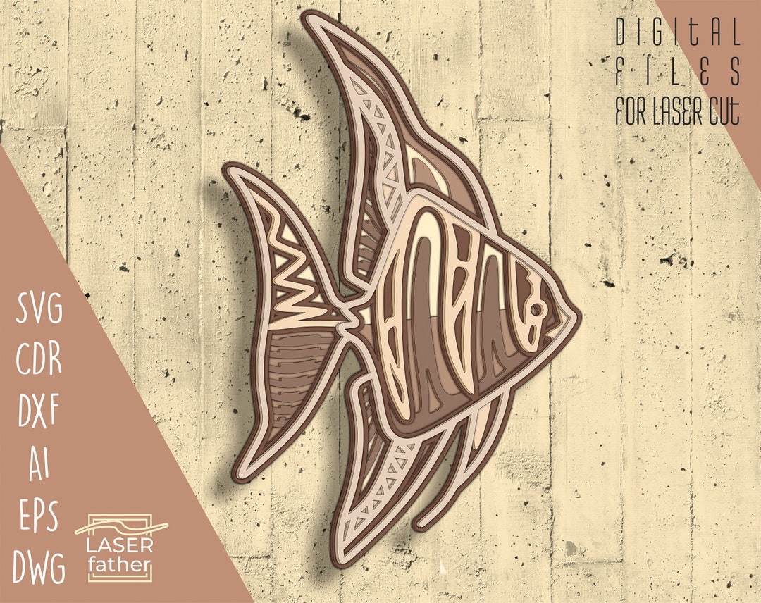 3D Fish Multilayer SVG File, Digital Download Ai Cdr Eps Png Dwg Dxf ...