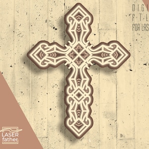 3D Cross Multilayered SVG, Laser Cut, Digital Files Ai Cdr Eps Png Dwg ...