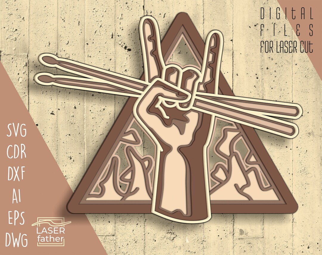 Rock N Roll 3D Layered SVG, Laser Cut, Digital Download Svg Ai Cdr Eps ...