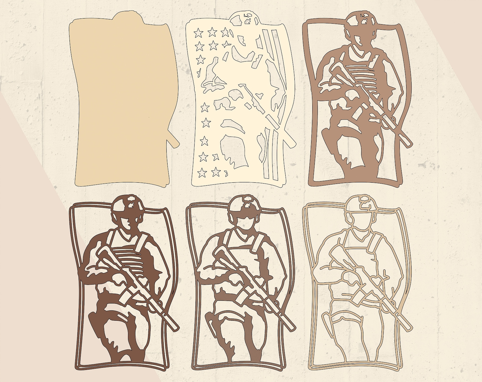 Layered SVG 3D Design Soldier Mandala Files Ai Cdr Eps Png Dwg Dxf 6 ...