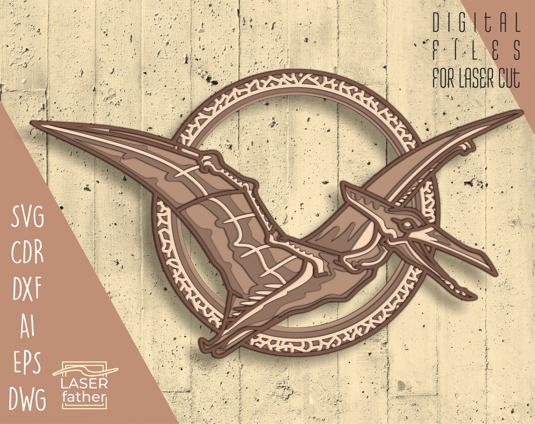 3D Multilayered Pterodactyl SVG, Digital Files Ai Cdr Eps Png Dwg Dxf ...
