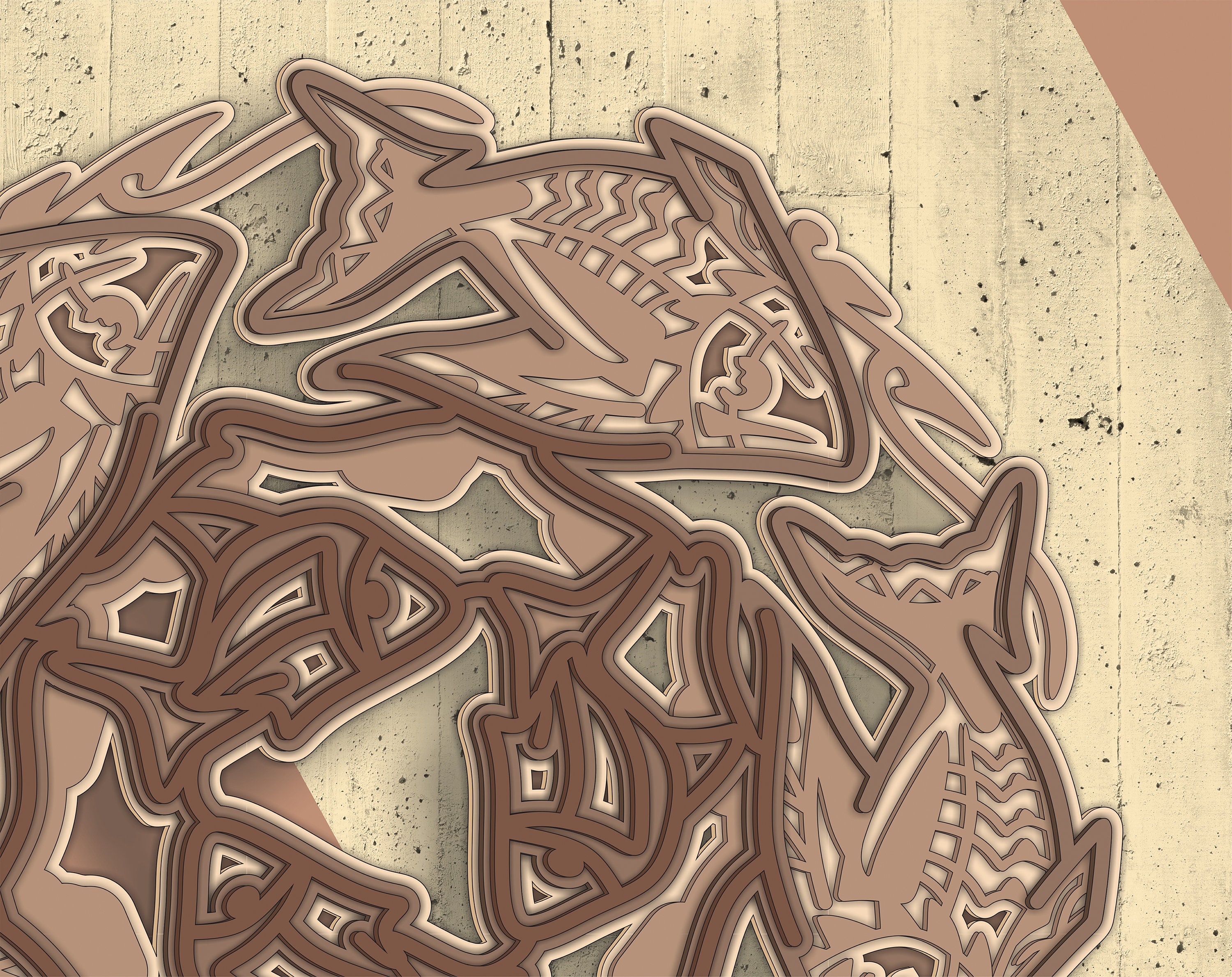 Layered SVG 3D Design Fish Files Ai Cdr Eps Png Dwg Dxf 6 Layers Laser ...