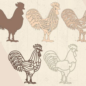 3D Rooster Multilayer SVG File for Laser Cut, Instant Digital Download ...