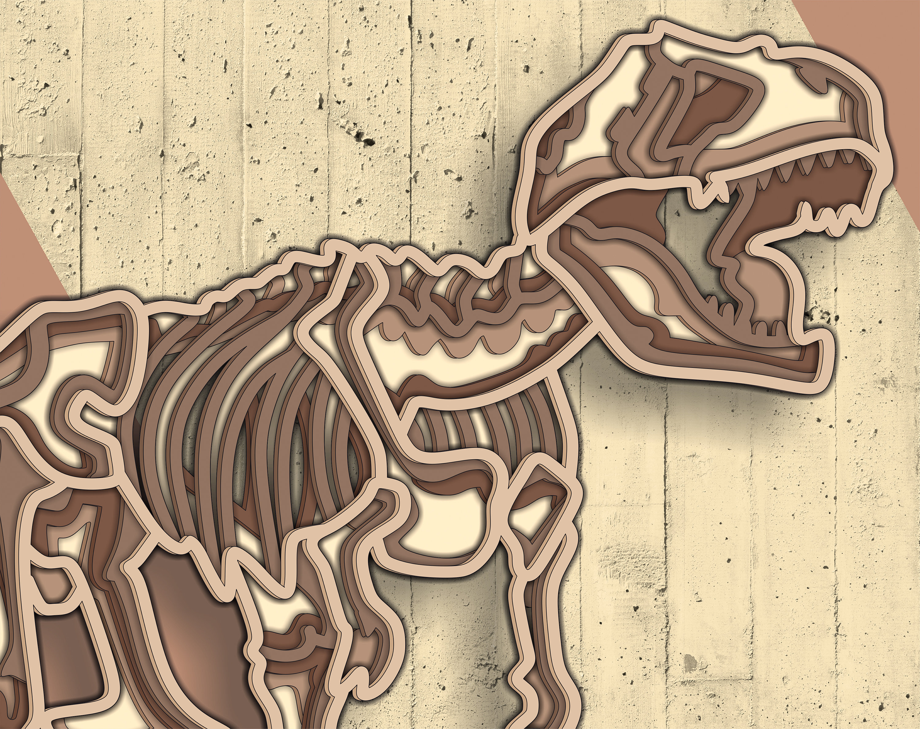 3D Dinosaur Skeleton Multilayer SVG, Laser Cut, Digital Download Ai Cdr ...