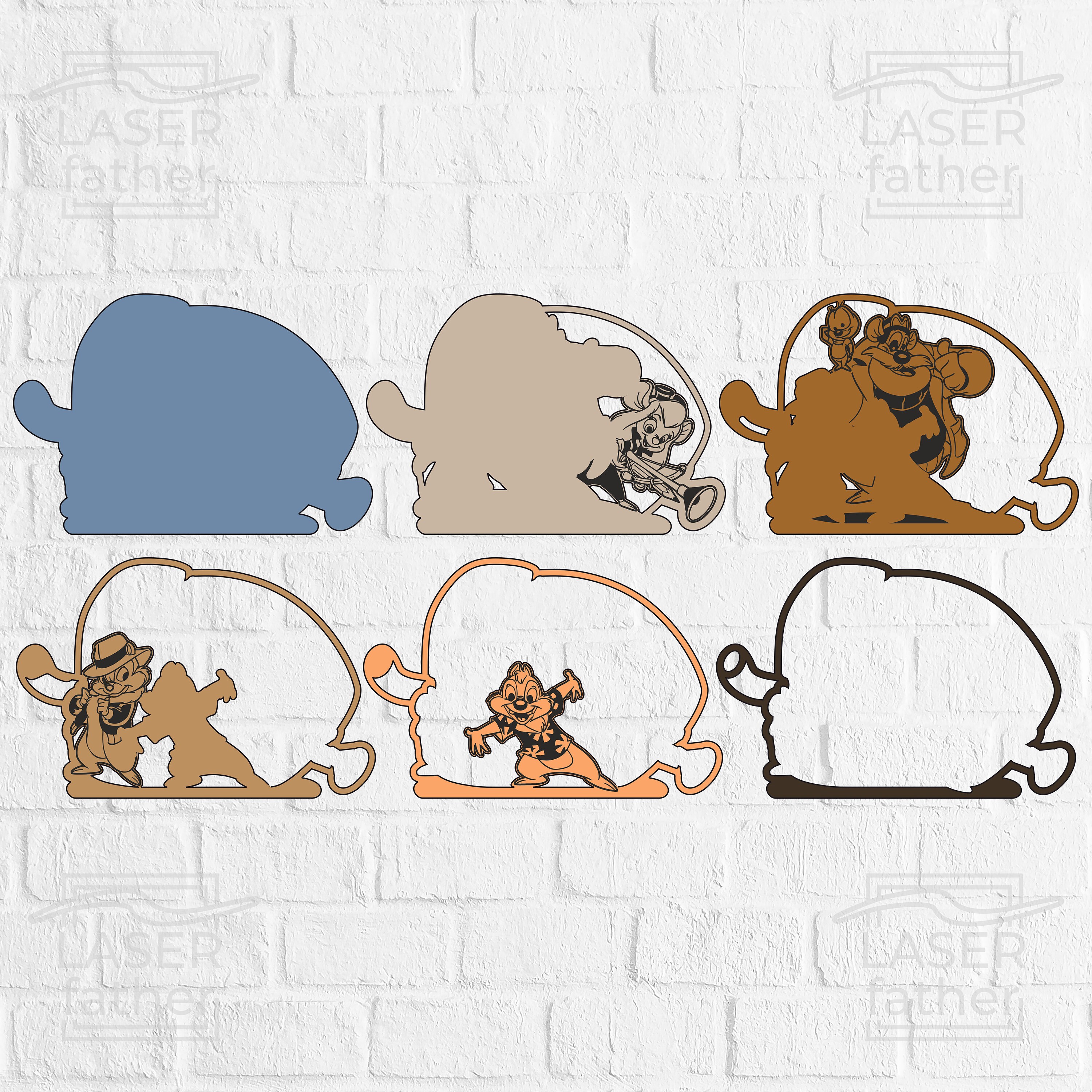 Chip and Dale SVG, Disneyland Designs, Laser Cut Template, Cartoon ...