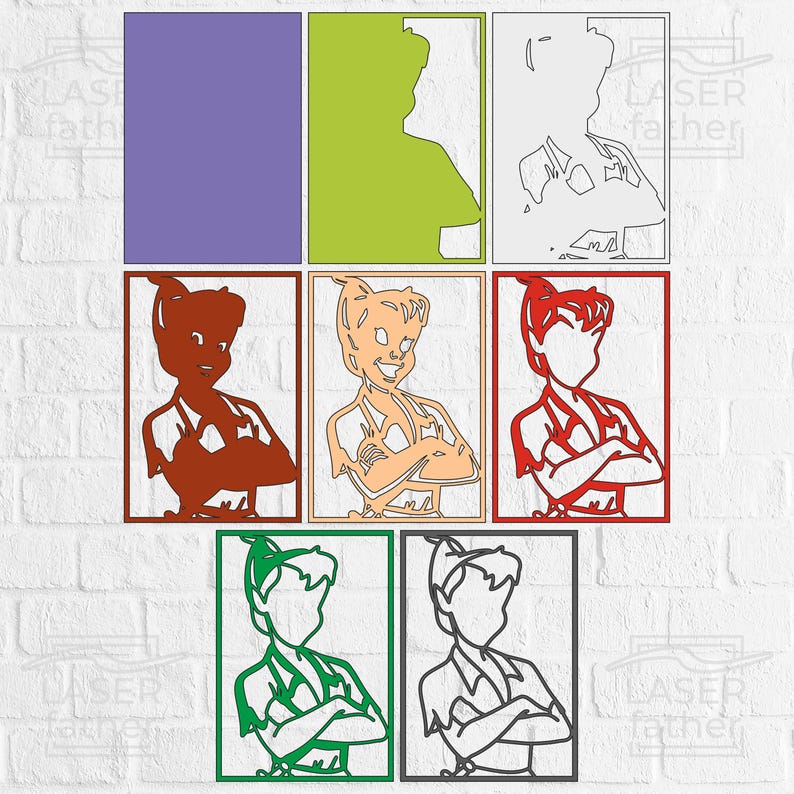 Peter Pan SVG, Wood Laser Cutouts, Multilayer Disneyland, CNC Craft ...