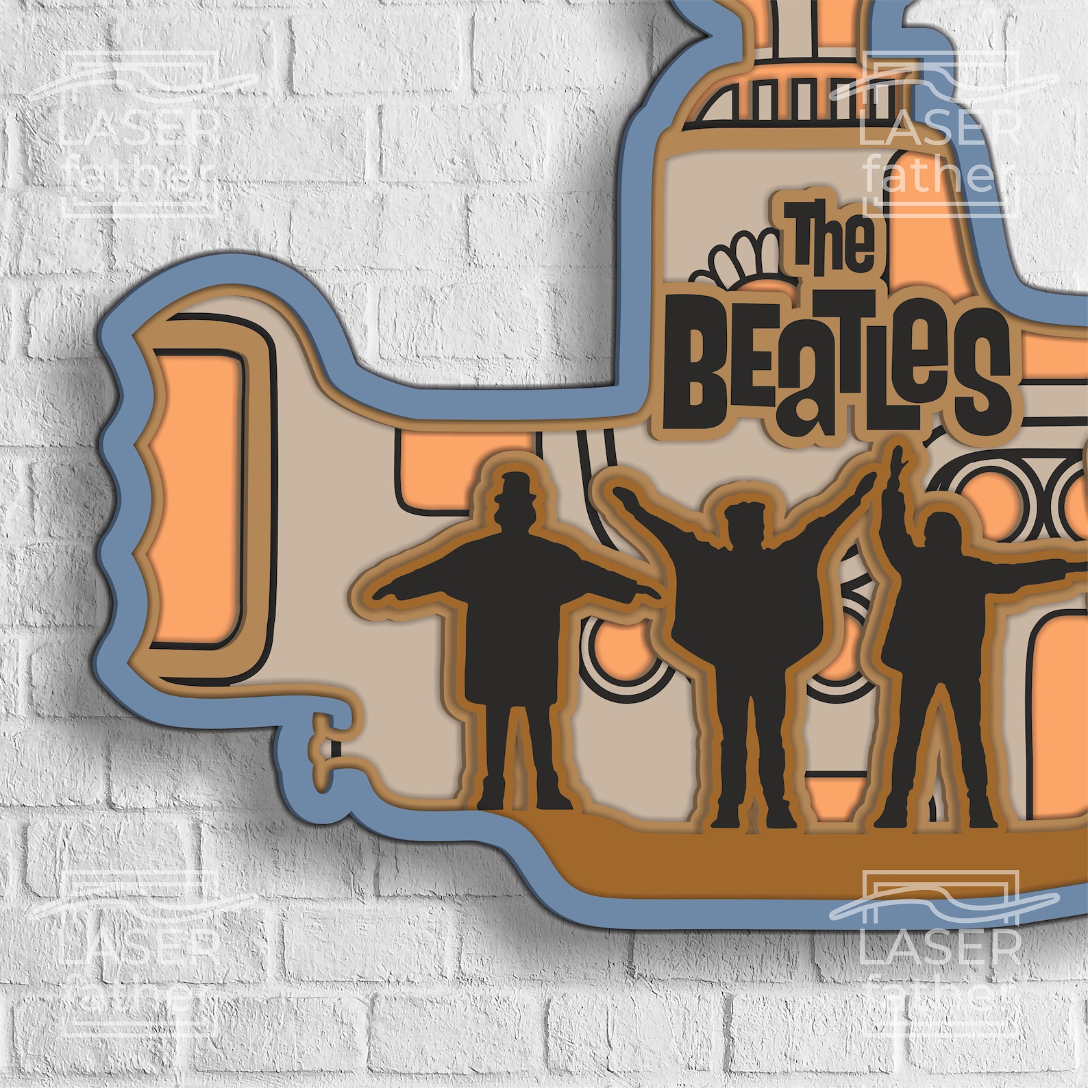 Yellow Submarine SVG, Beatles Design, Multilayer Laser Cut, 3D Papercut ...