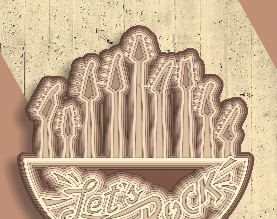 Let's Rock 3D Multilayered SVG, Digital Files Svg Ai Cdr Eps Png Dwg ...