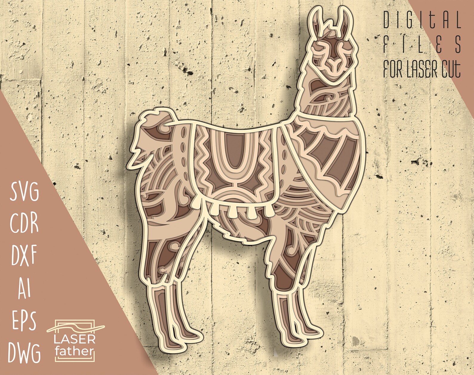 Llama 3D Multilayer SVG, Laser Cutting, Digital Download Ai Cdr Eps Png ...