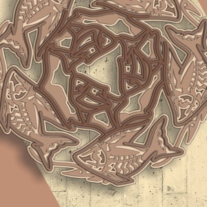 Layered SVG 3D Design Fish Files Ai Cdr Eps Png Dwg Dxf 6 Layers Laser ...