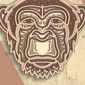 3D Monkey Multilayer SVG, Laser Cut, Digital Download Svg Png Ai Dxf ...
