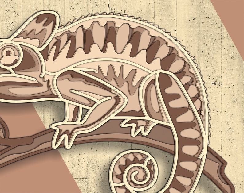 3D Layered SVG Chameleon, Laser Cutting Files, Digital Download Ai Cdr ...