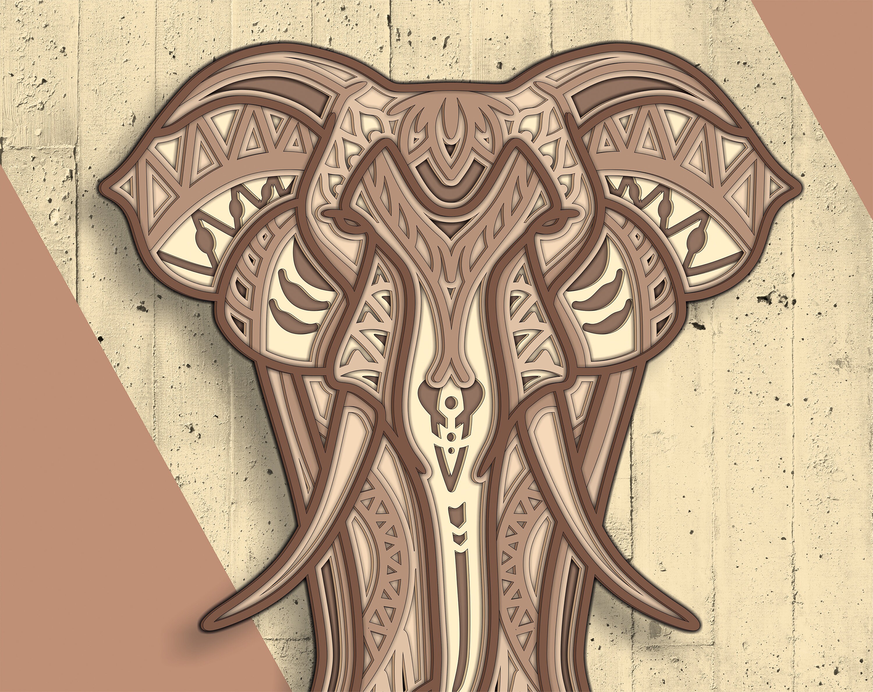 Elephant 3D Multilayered SVG, Digital Download Ai Cdr Eps Png Dwg Dxf ...