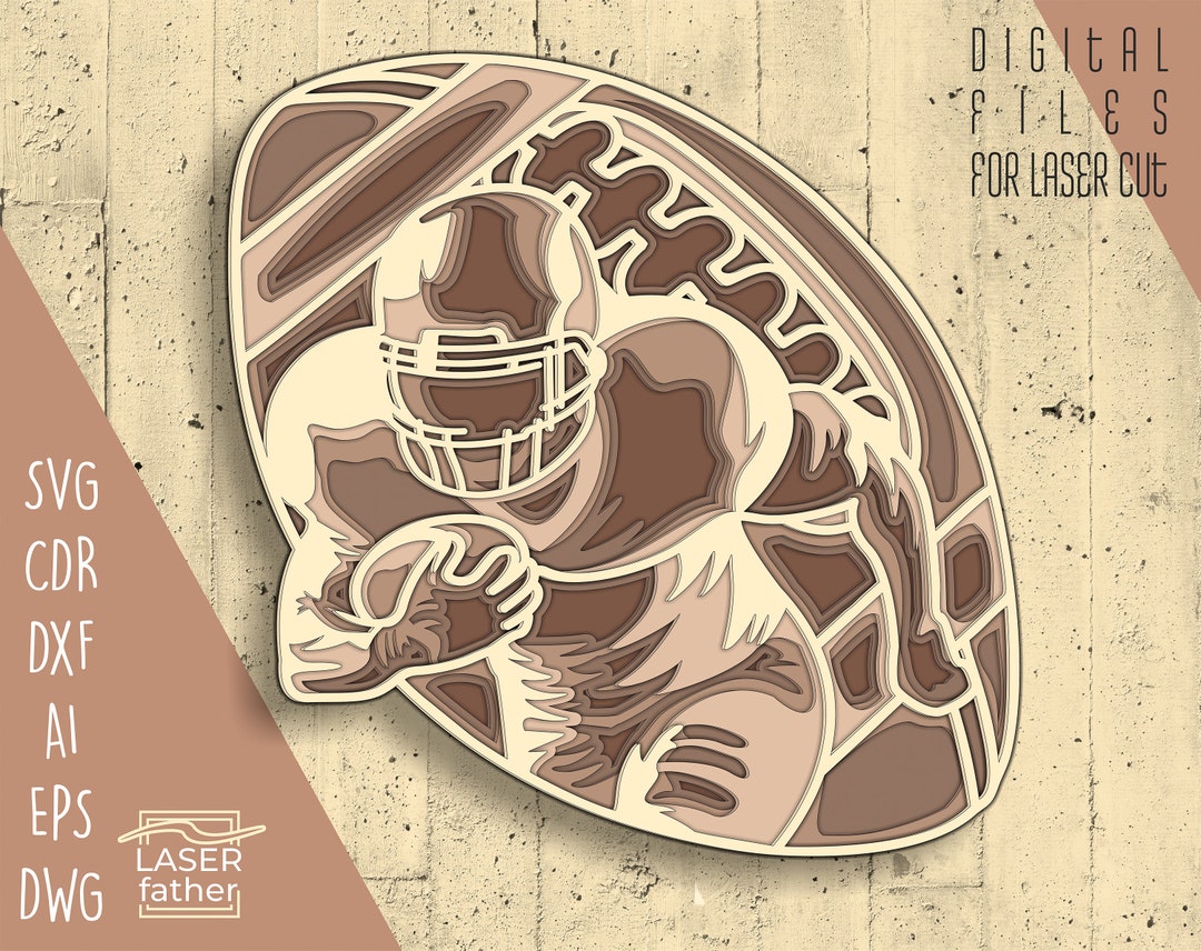 American Football 3D Layered SVG, Digital Download, Laser Cut, Sports ...