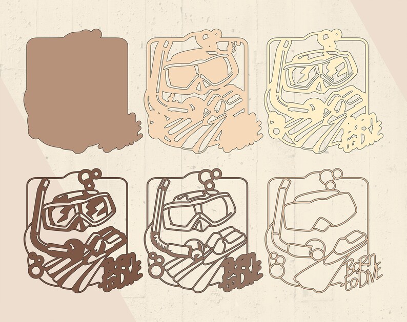 3D Multilayered Diver SVG, Digital Files Ai Cdr Eps Png Dwg Dxf, Laser ...