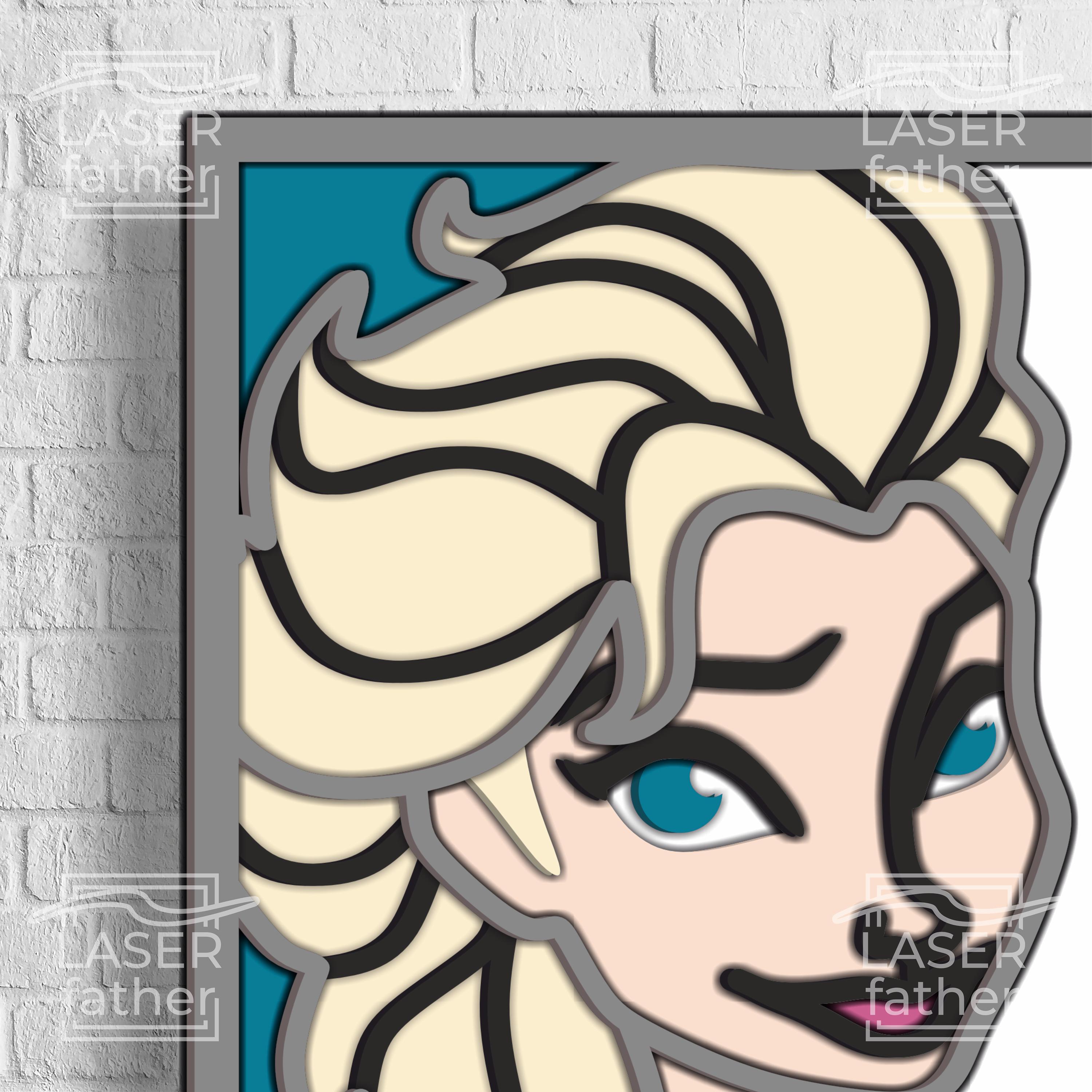 Elsa Laser Cut, Disneyland Princess SVG, Layered Paper Cut, Instant ...