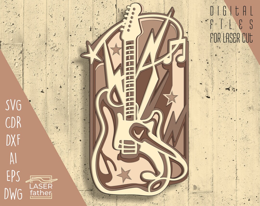 Rock Guitar Multilayer 3D SVG, Laser Cut, Handcrafted Art, Musician ...
