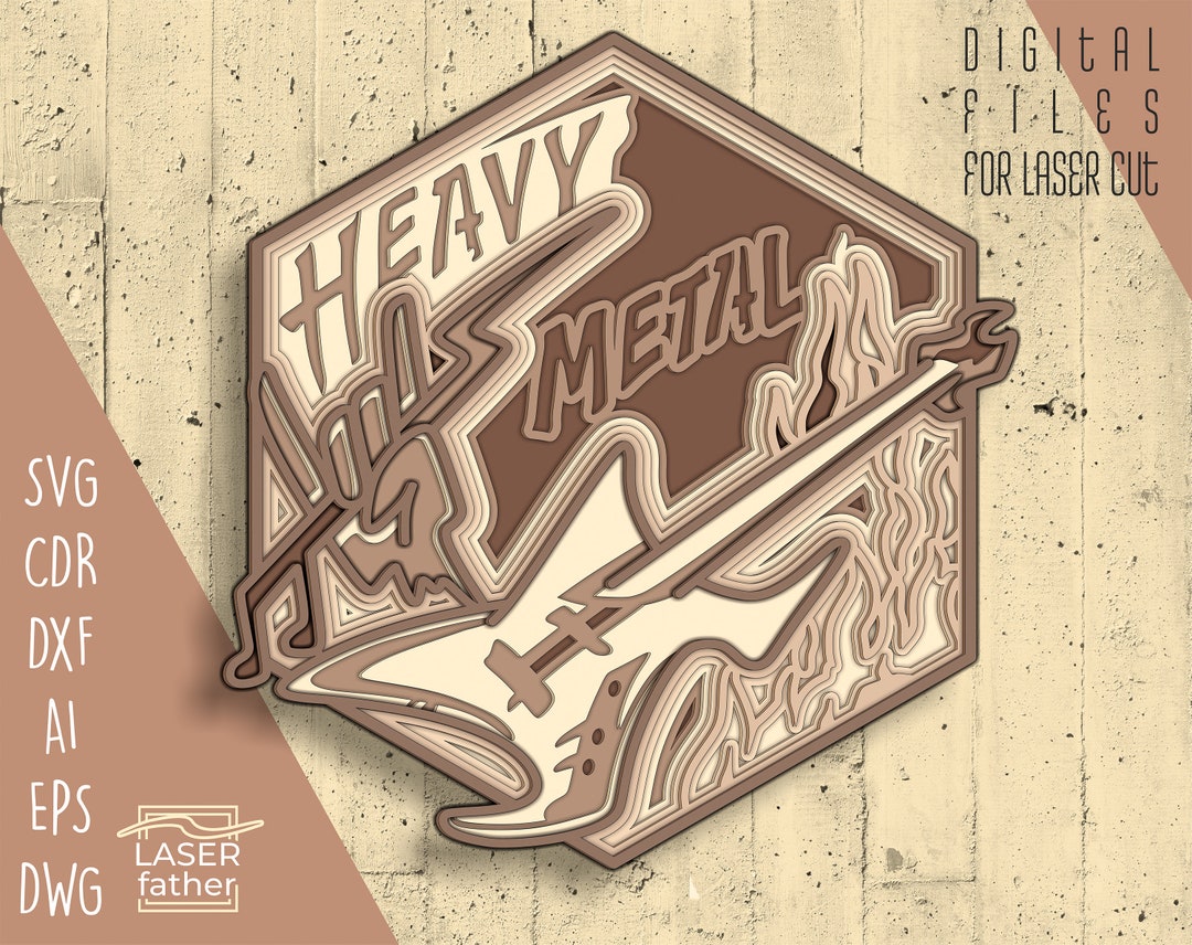 Heavy Metal 3D Multilayered SVG Files Ai Cdr Eps Png Dwg Dxf, Laser Cut ...