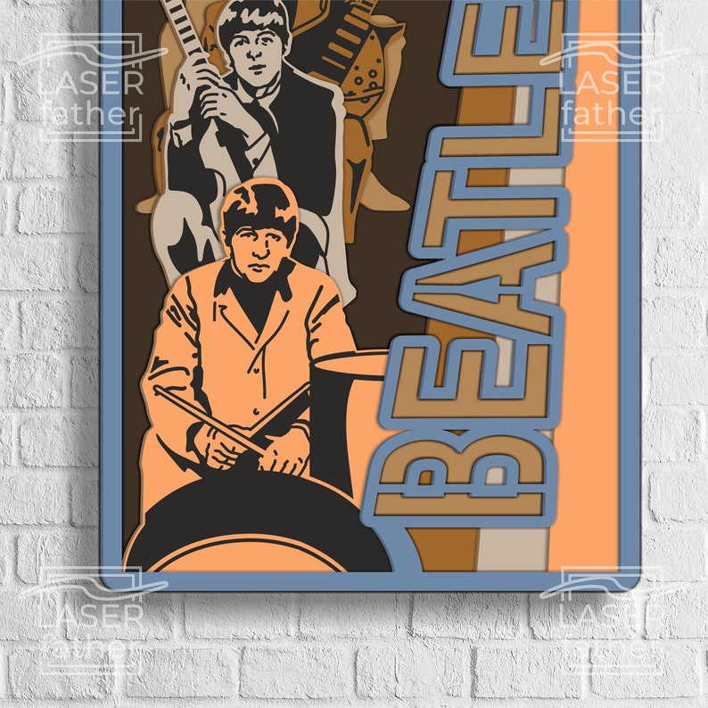 Beatles Shadow Box, Music Band SVG, Layered Design, Glowforge Template ...