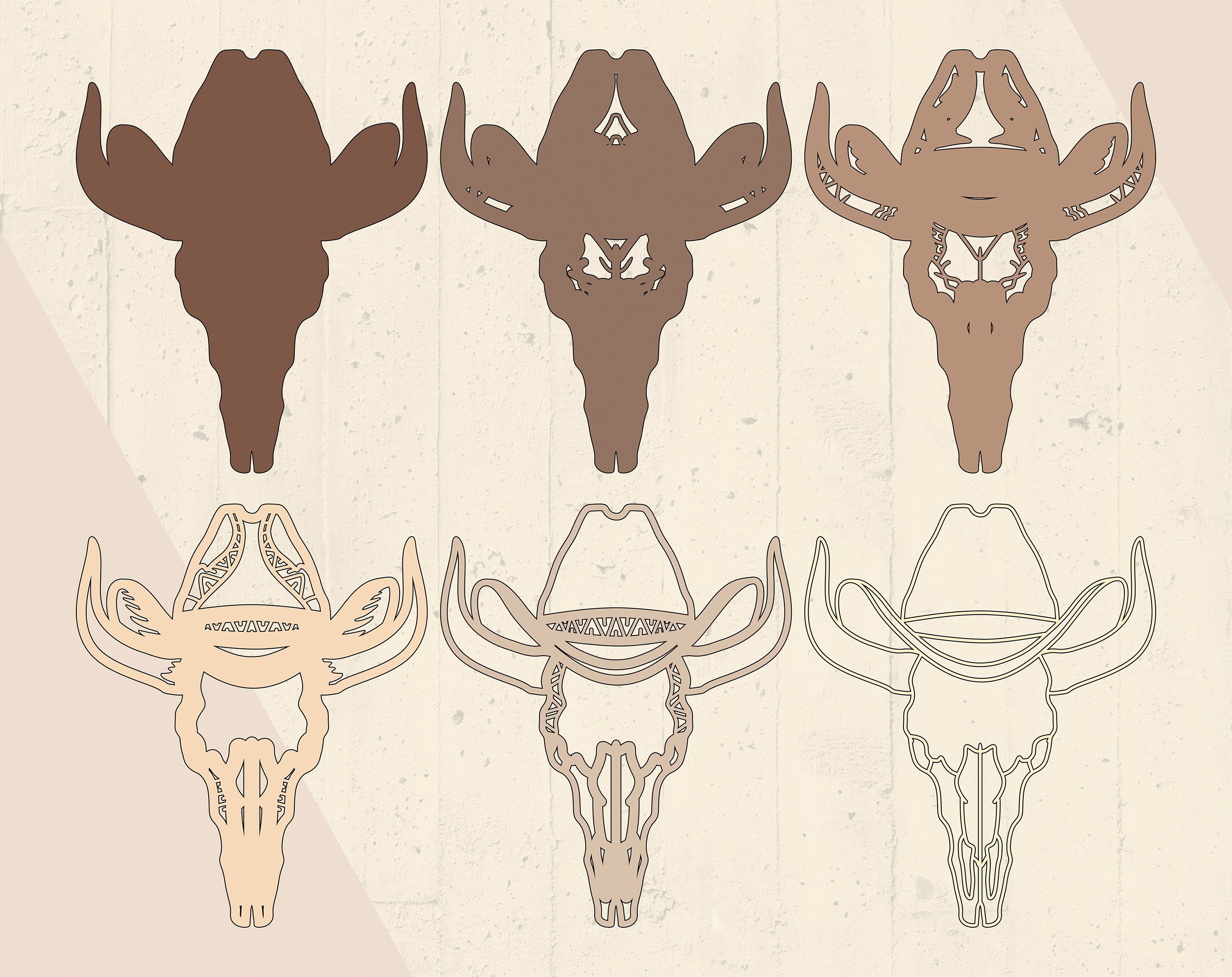 Bull Skull Layered SVG 3D Design Bull Skull Digital Download - Etsy