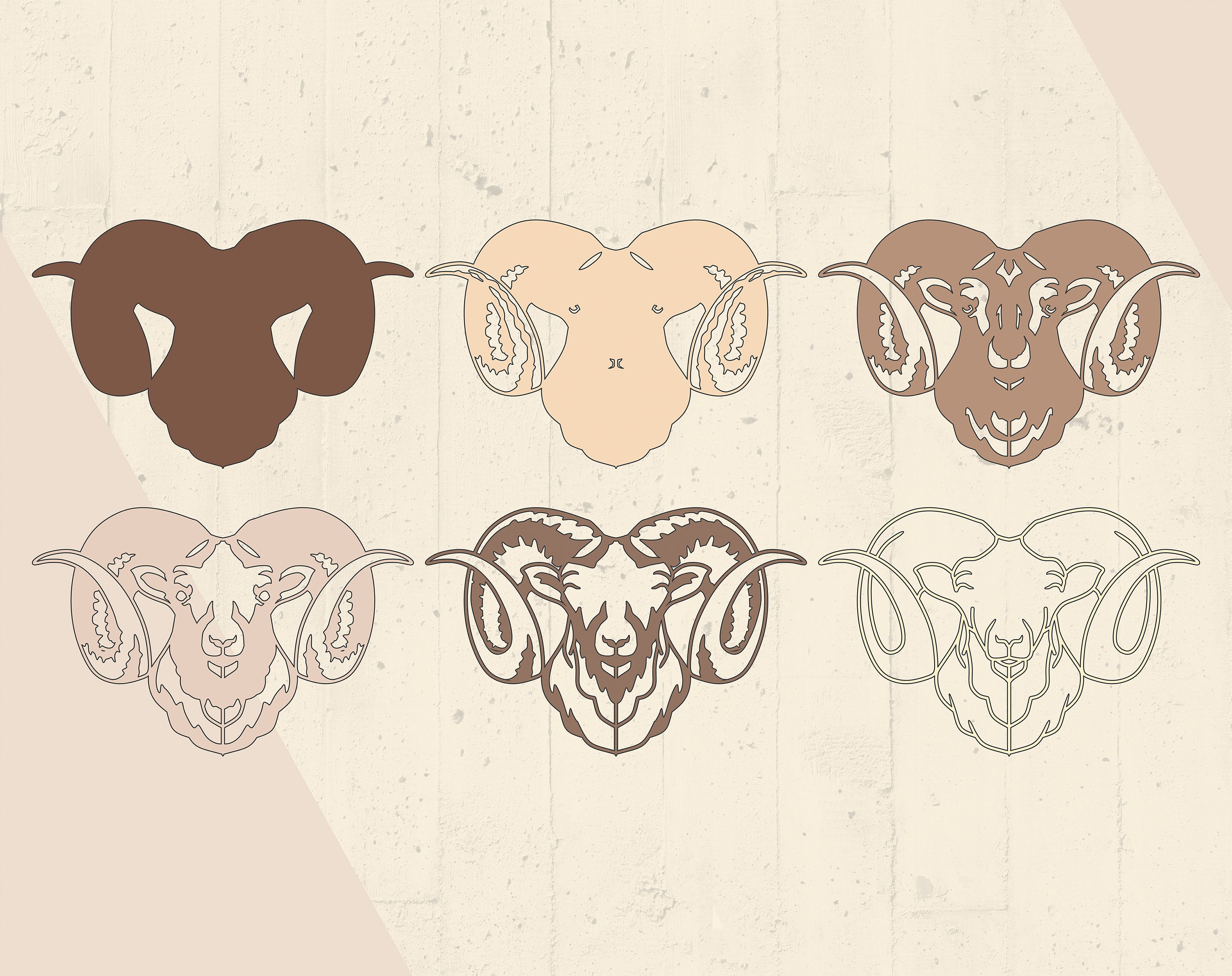 Ram 3D Layered SVG, Digital Download, Ai Cdr Eps Png Dwg Dxf File for ...