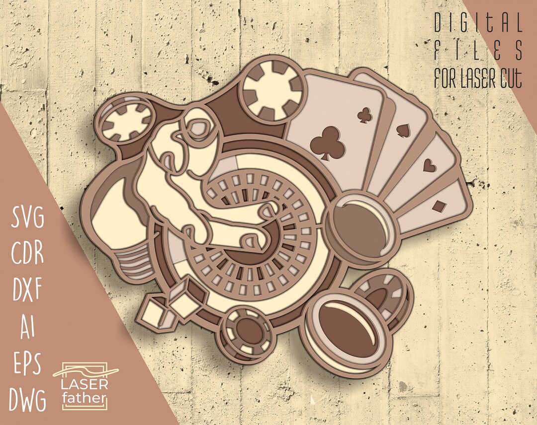 Poker Multilayer 3D SVG, Laser Cutting, Playing Cards Art, Casino Decor ...